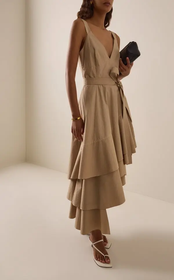 Co Asymmetric Layered Cotton Tank Dress