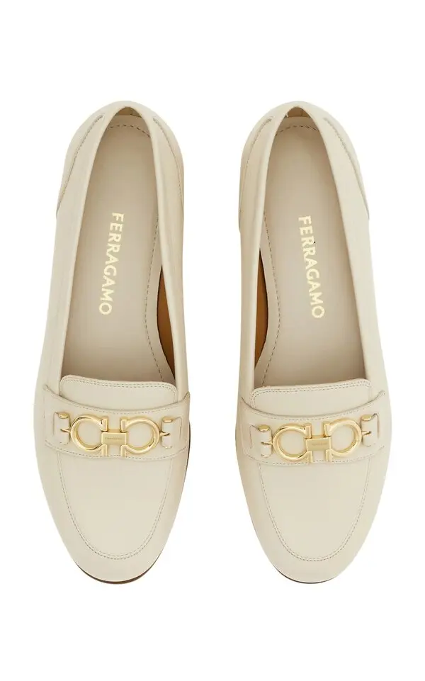 FERRAGAMO Bax Leather Loafers - White