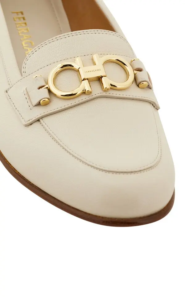 FERRAGAMO Bax Leather Loafers - White