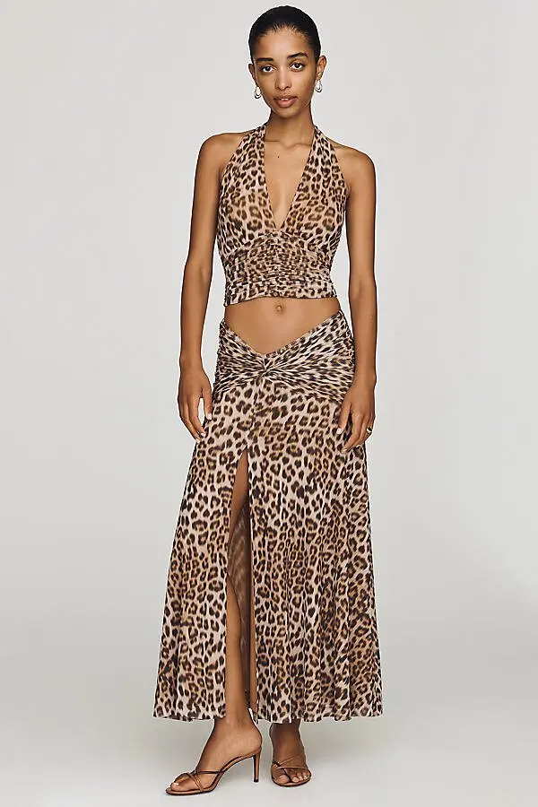 Bardot Elera Mesh Maxi Skirt - Leopard