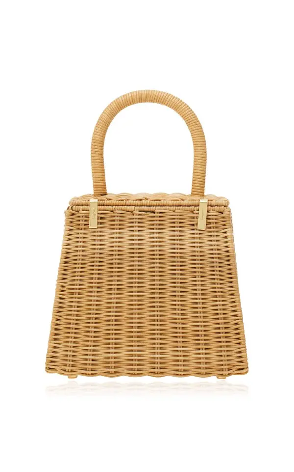 FERRAGAMO Small Wicker Top Handle Bag