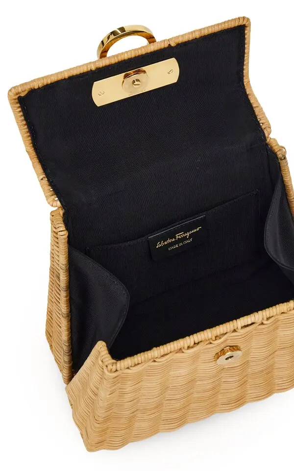 FERRAGAMO Small Wicker Top Handle Bag