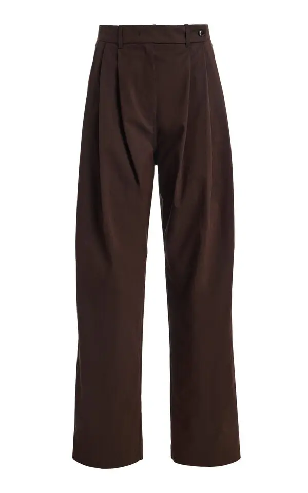 Co Cotton Twill Wide Leg Pleated Pants