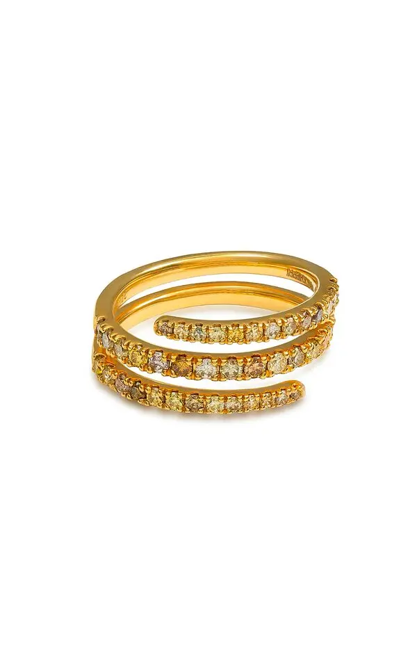 KHEPRI Fancy Color Diamond Pave Coil Pinky Ring - Multi