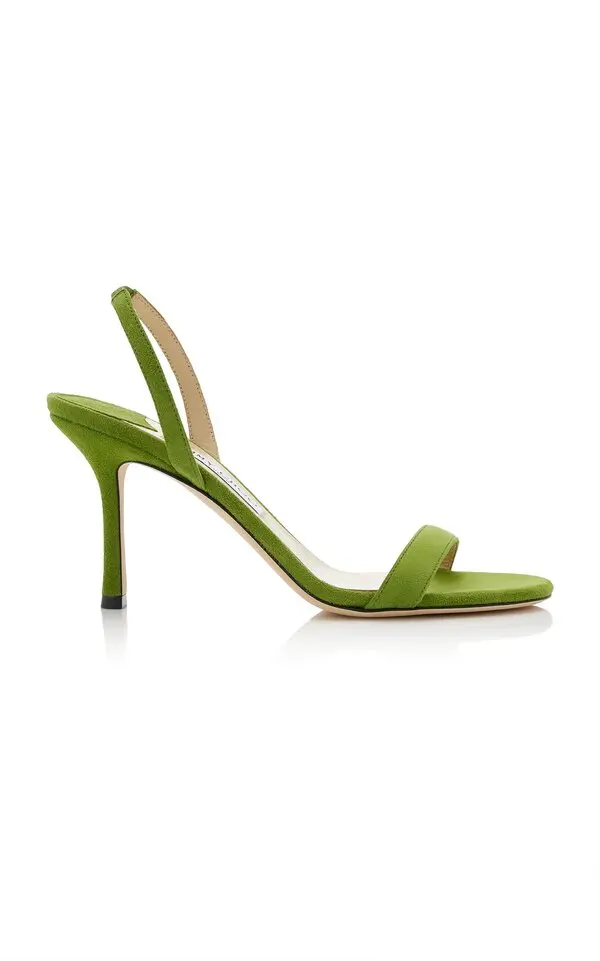 JIMMY CHOO Suede Slingback High Heel Sandals - Green
