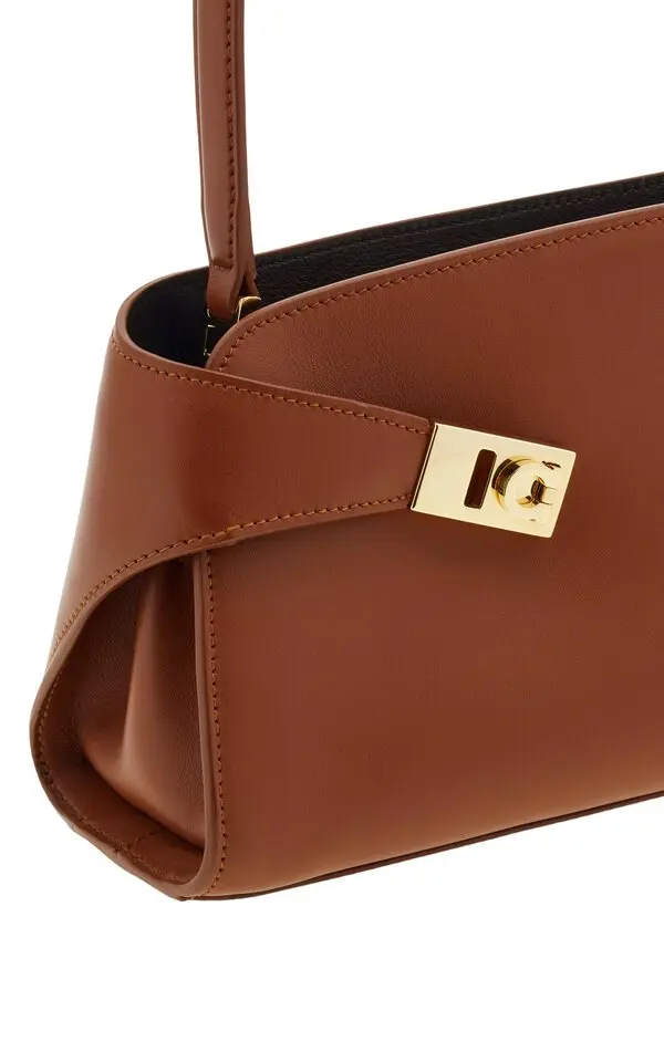 FERRAGAMO East-west Leather Shoulder Bag With Buckled Straps - Brown