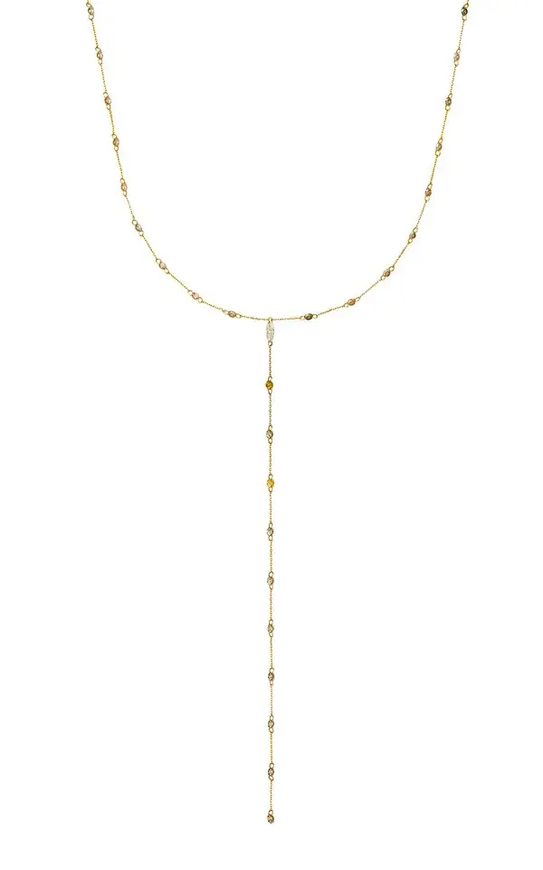KHEPRI Fancy Color Drilled Diamond Lariat Necklace - Multi