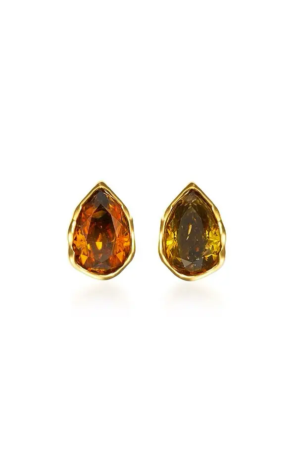 KHEPRI Fancy Color Diamond Petite Pear Hammered Bezel Studs - Multi