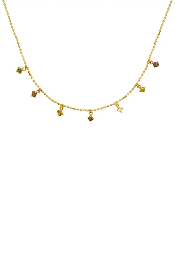 KHEPRI 7 Cushion Fancy Color Diamond Drop Necklace - Multi