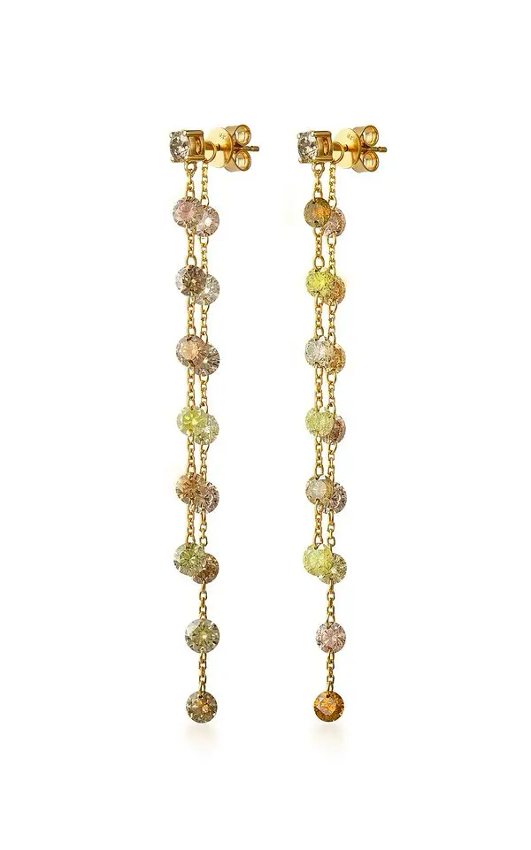 KHEPRI Fancy Color Double Drilled Linear Earrings Diamond - Multi
