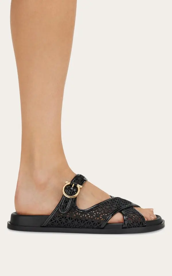FERRAGAMO Cosmy Lace Sandals With Gancini Buckle
