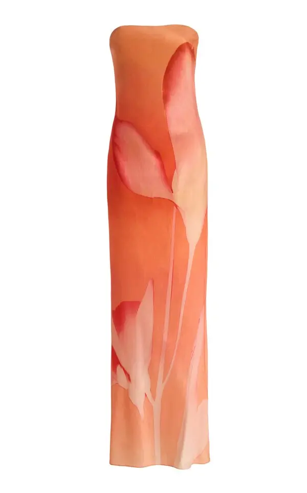 Significant Other Mora Strapless Printed Crepe Maxi Dress - Orange