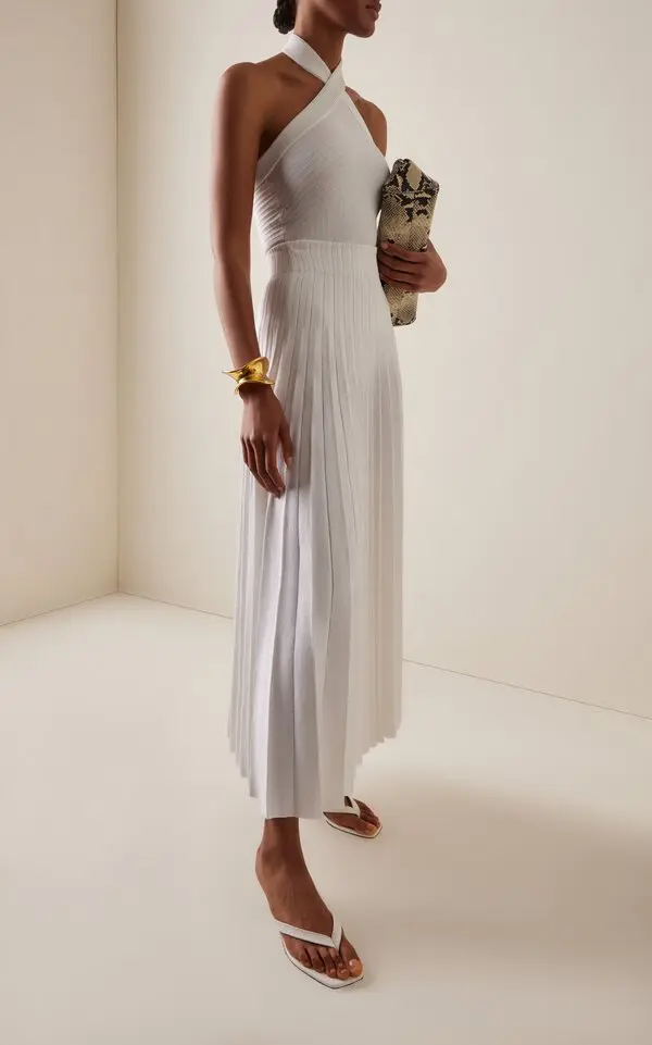 Balmain High-rise Compact-knit Glittered Skirt