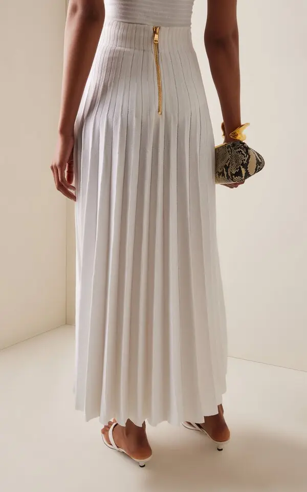 Balmain High-rise Compact-knit Glittered Skirt