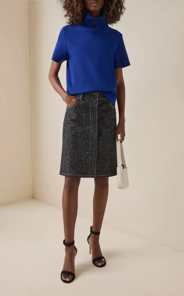COURREGES Denim Tweed Pencil Skirt