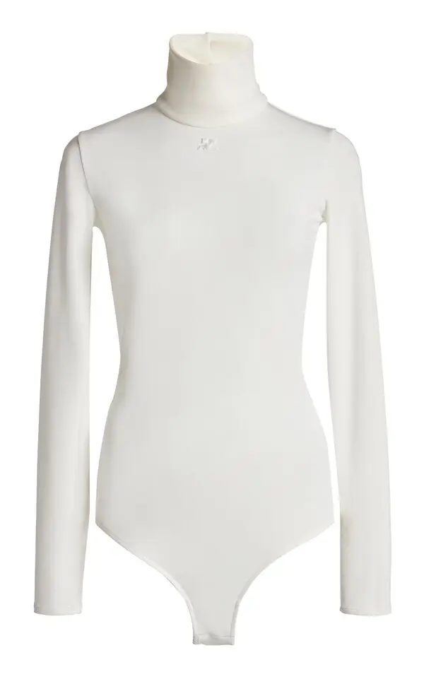COURREGES Mockneck Jersey Bodysuit - White