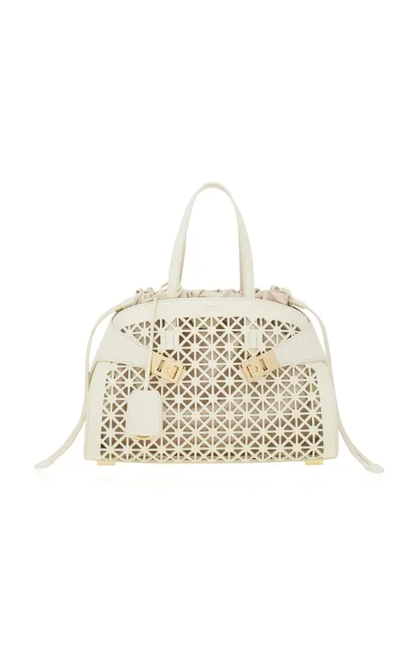 FERRAGAMO Hug Small Leather Top Handle Bag - White