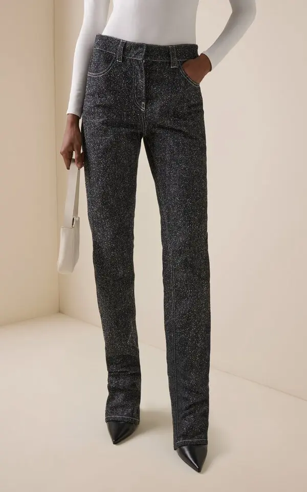 COURREGES Snap Denim Tweed Straight-leg Jeans