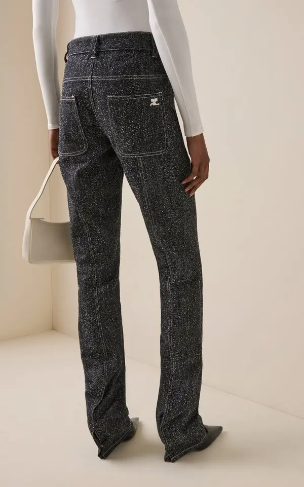 COURREGES Snap Denim Tweed Straight-leg Jeans