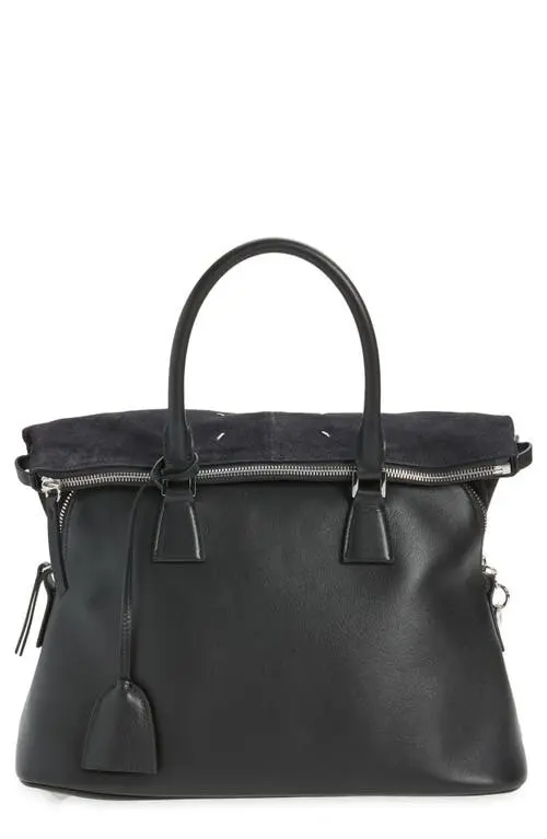 MAISON MARGIELA Medium 5ac Soft Leather & Canvas Top Handle Bag