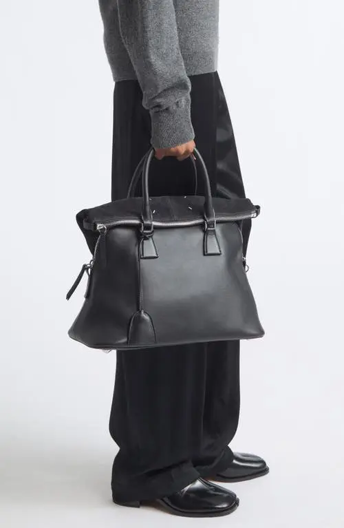 MAISON MARGIELA Medium 5ac Soft Leather & Canvas Top Handle Bag