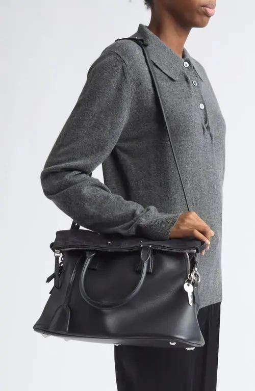 MAISON MARGIELA Medium 5ac Soft Leather & Canvas Top Handle Bag