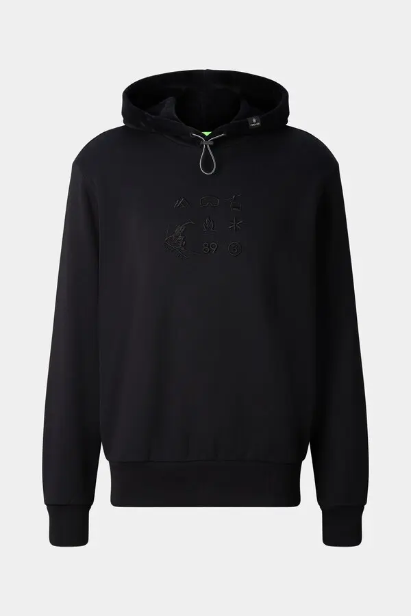 Bogner Kristan Cotton Hoodie With Velour Accents - Black