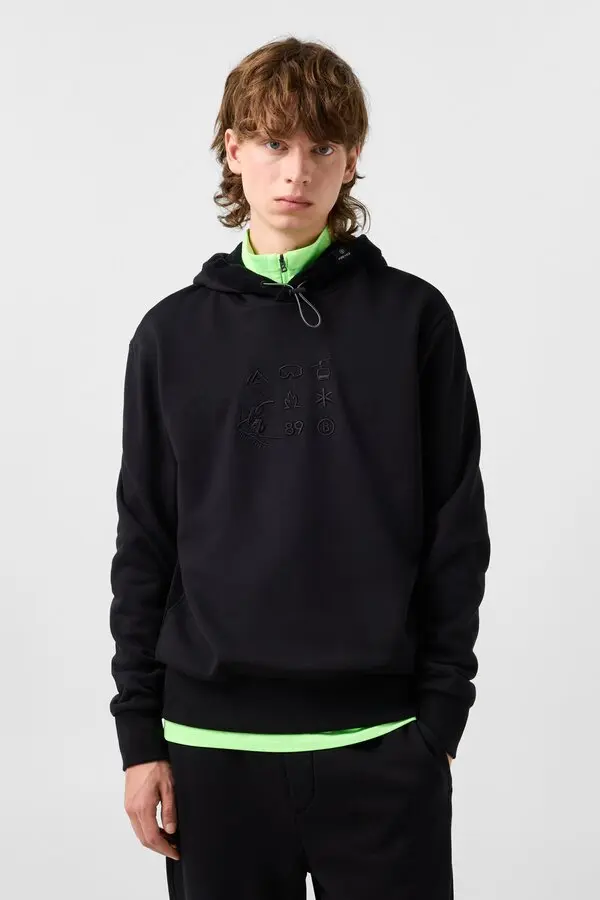 Bogner Kristan Cotton Hoodie With Velour Accents - Black