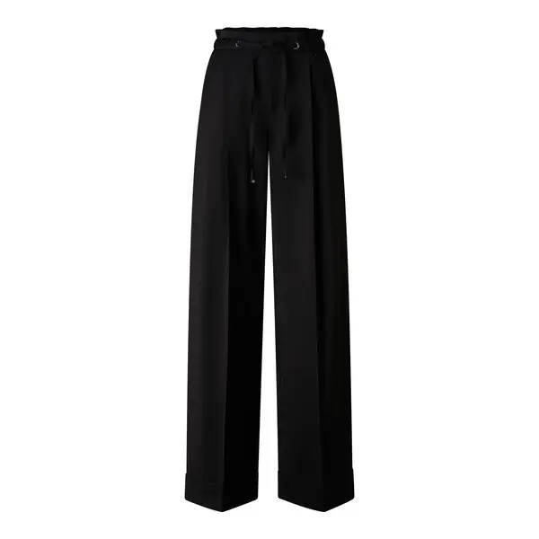 Bogner Elfy Virgin Wool Pleated Wide-leg Pants - Black