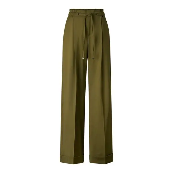 Bogner Elfy Virgin Wool Pleated Wide-leg Pants - Olive
