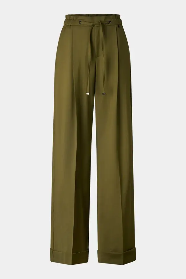 Bogner Elfy Virgin Wool Pleated Wide-leg Pants - Olive