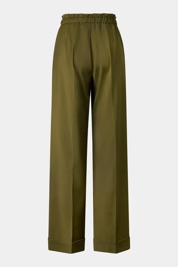 Bogner Elfy Virgin Wool Pleated Wide-leg Pants - Olive