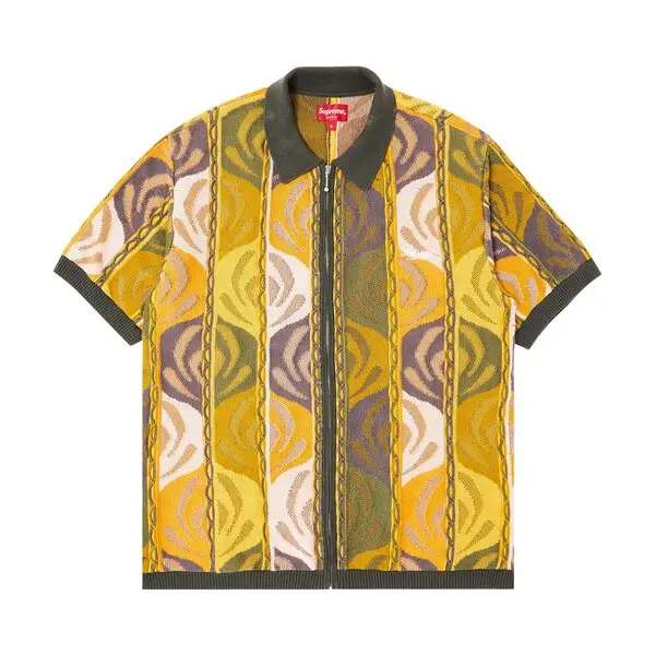 Supreme Abstract Textured Zip Up Polo