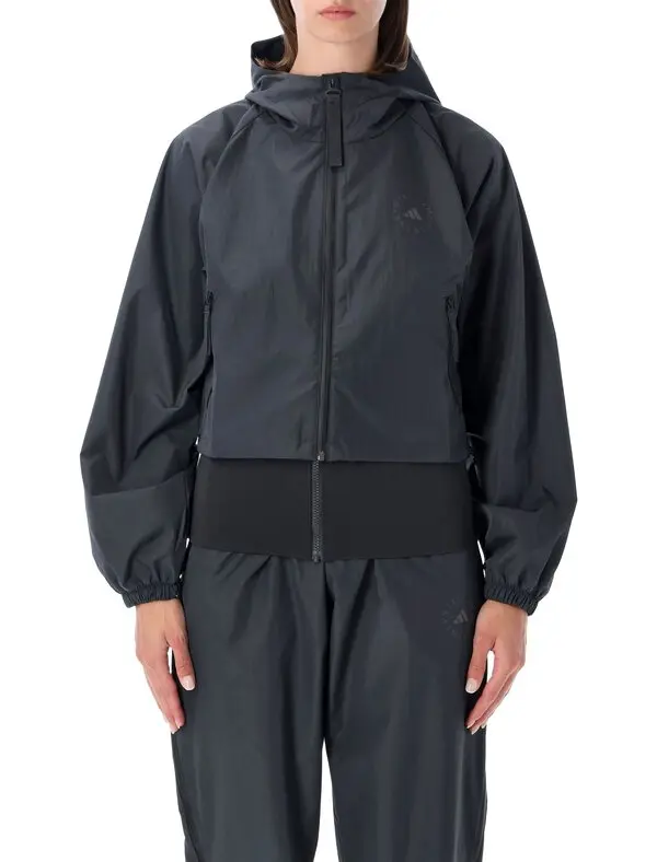 Adidas By Stella McCartney Cropped Hooded Track Jacket - Nero