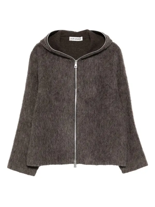Our Legacy Zip-up Hooded Sweater In Alpaca & Wool Blend - Grey