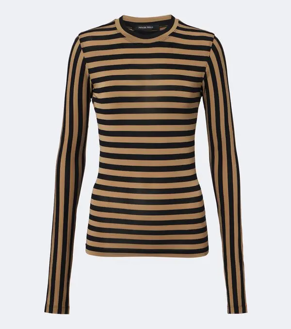 Phoebe Philo Striped Long-sleeve Crêpe Jersey T-shirt - Multicoloured