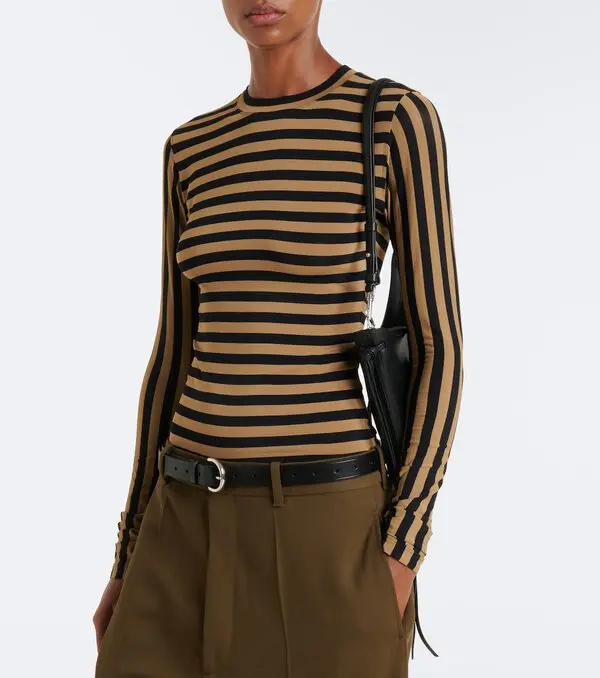 Phoebe Philo Striped Long-sleeve Crêpe Jersey T-shirt