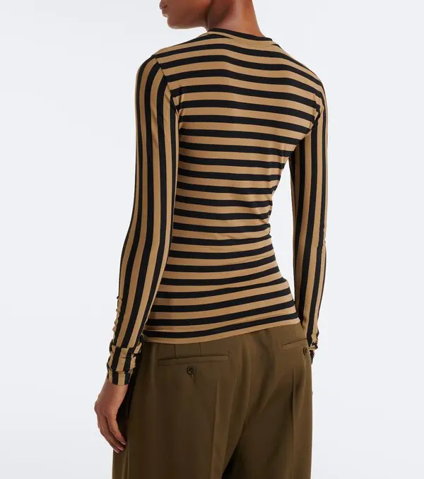 Phoebe Philo Striped Long-sleeve Crêpe Jersey T-shirt