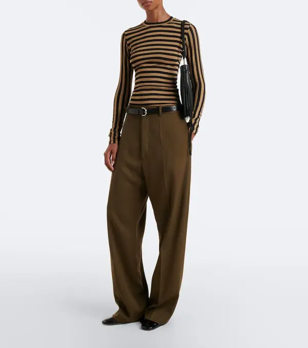 Phoebe Philo Striped Long-sleeve Crêpe Jersey T-shirt