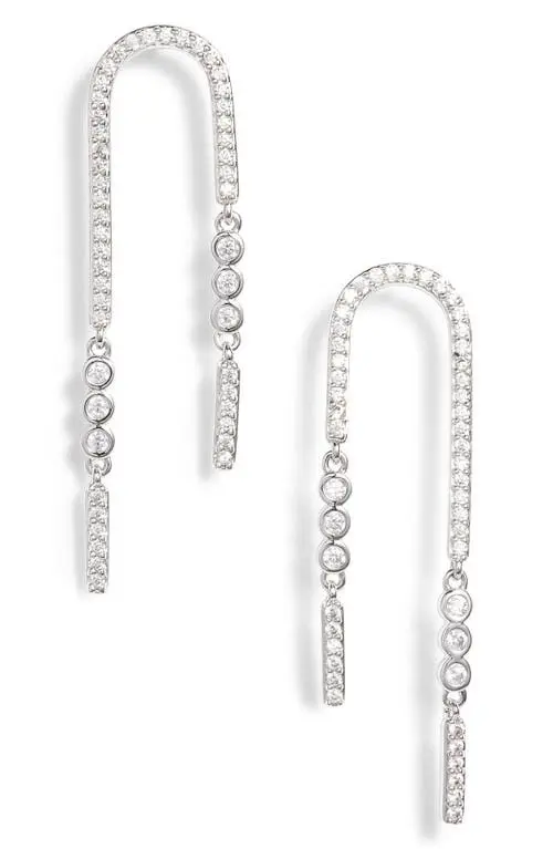 Nadri Cypher U-shape Drop Earrings With Cubic Zirconia - Silver