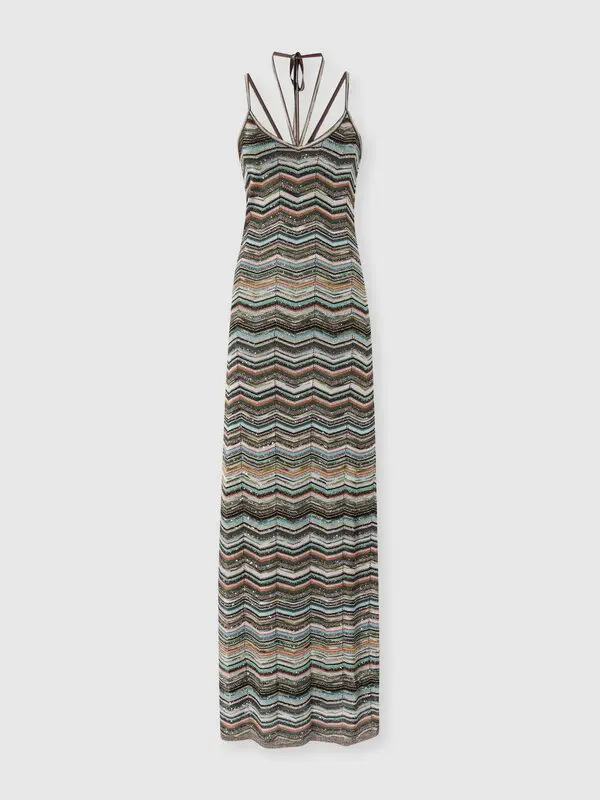 Missoni Long Chevron Knit Dress With Braided Straps - Multicoloured