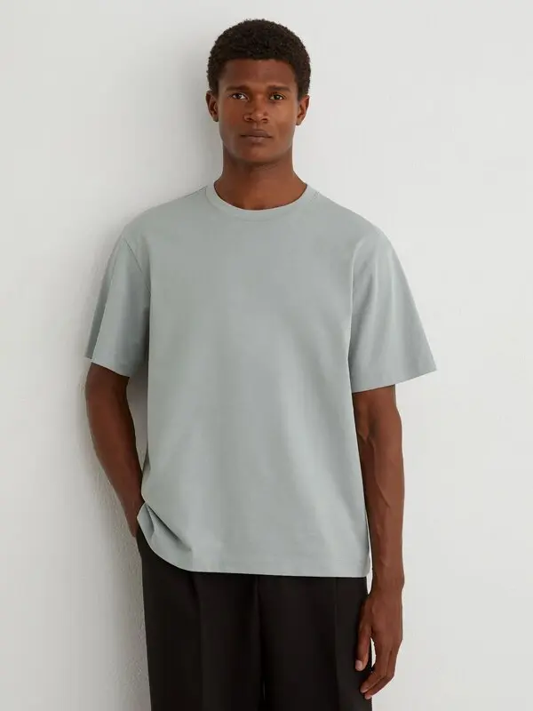 REISS Tate Cotton Pigment-dyed Relaxed-fit T-shirt - Light Blue