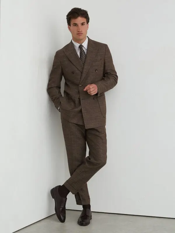 REISS Vallance Wool-blend Double-breasted Herringbone Blazer Classic-fit