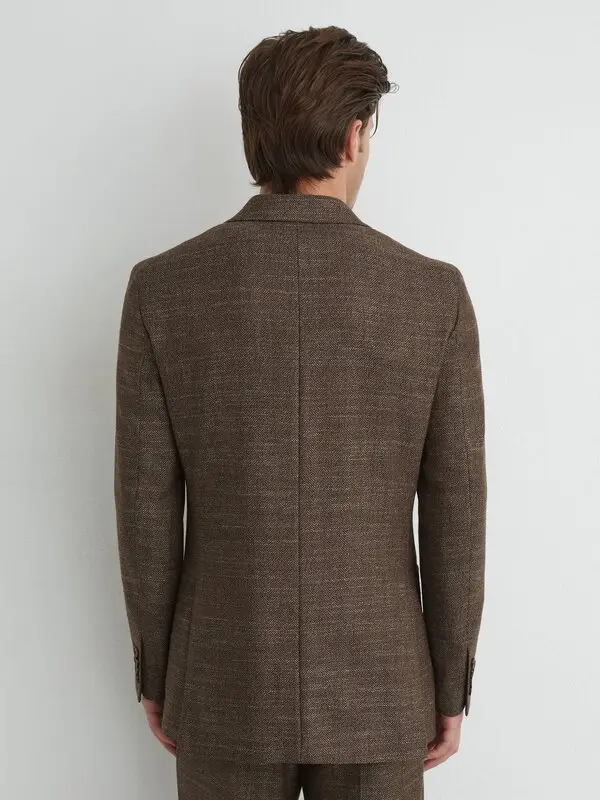 REISS Vallance Wool-blend Double-breasted Herringbone Blazer Classic-fit