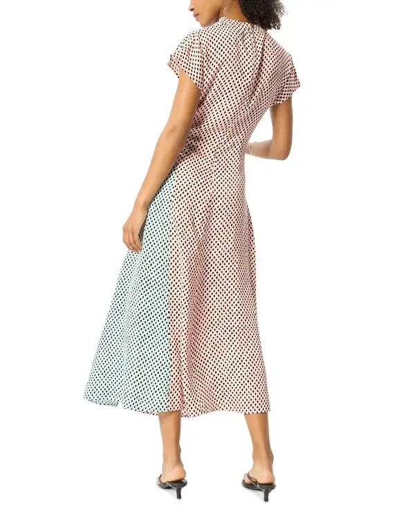 Whistles Graphic Check Cowl Neck Midi Dress