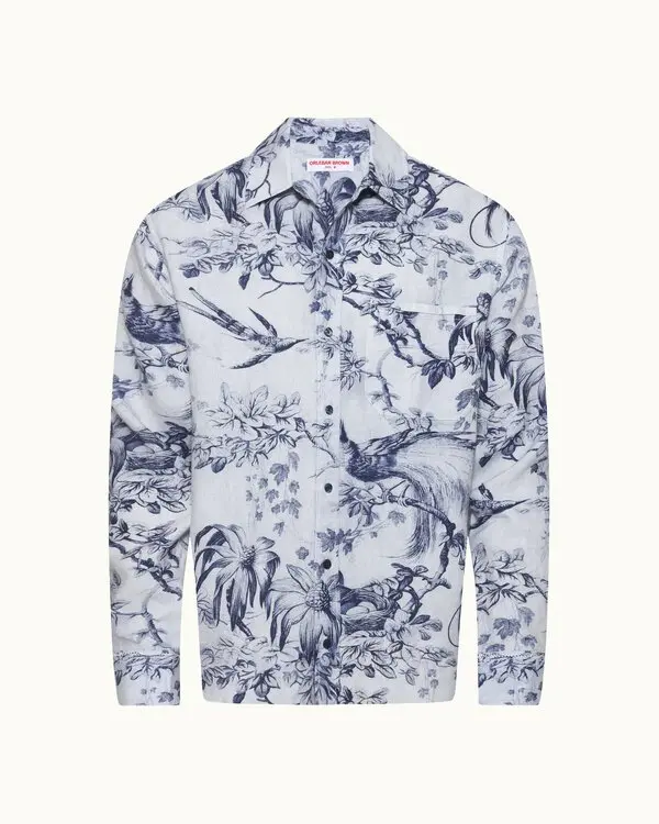 Orlebar Brown Relaxed Printed Linen Shirt In Fresh