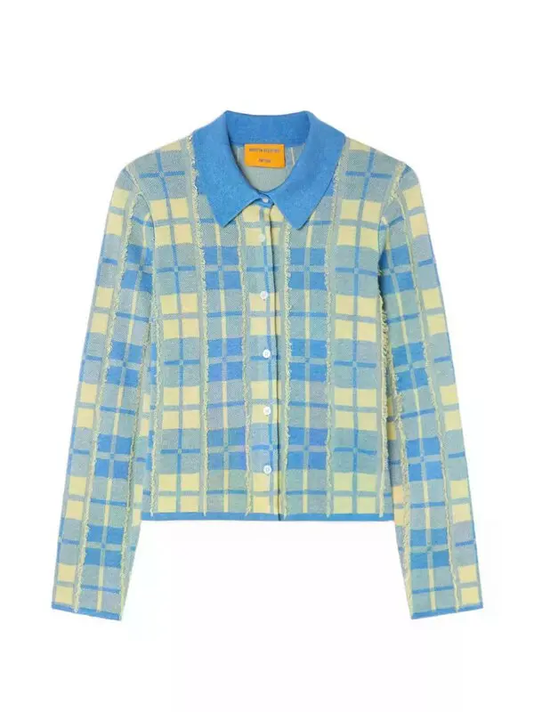 Guest In Residence Elle Fringe-trim Plaid Shirt - Blue