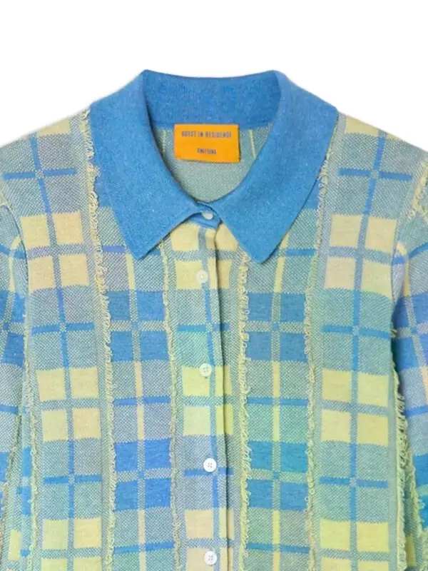 Guest In Residence Plaid Fringe Trim Shirt - Blue