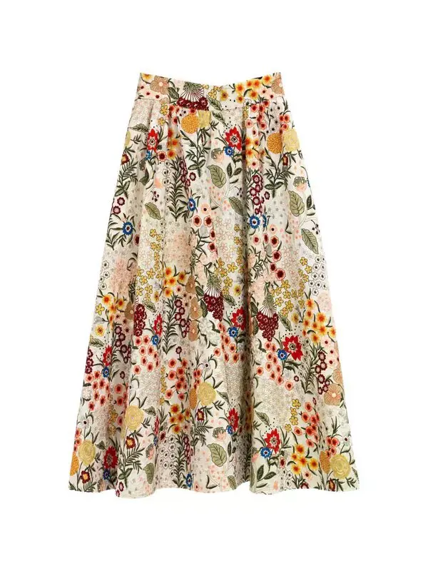 Alice + Olivia Floral Print Midi Skirt