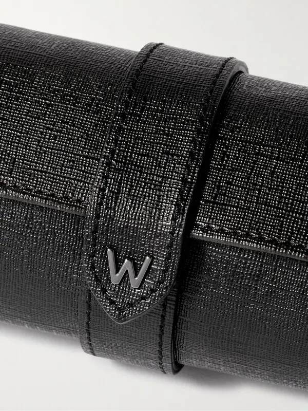 Wolf Cross-grain Glossed Vegan Leather Watch And Jewellery Roll